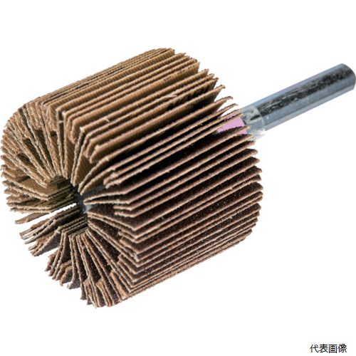 【特長】 ●一般金属用です。研磨布が基盤を覆う形に植え込んでいるため、底面、側面の2面を同時に研磨することができます。軸付フラップホイールの持つ特性を保ちつつ、研削作業の効率化と汎用性を向上させた製品です。 ●目づまりがなく、最後まで均一研...