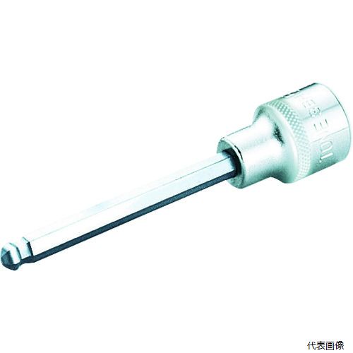 【特長】 ●角度を付けて使用するボールポイントタイプは仮締めに便利です。 【仕様】 ●差込角(mm)：9.5 ●対辺寸法(mm)：10 ●ビット長さ(mm)：46 ●全長(mm)：75 ●対辺(mm)：10 【材質／仕上】 ●構造用鋼 【入...