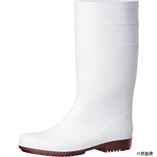 【特長】 ●高さのあるロングタイプです。 ●水や油の床面でも全方向の滑りに強い、ハイグリップスーパー底です。 ●内側底面から履き口にかけ伸びた4本の溝により、靴内のムレを効果的に外へ排出させます。 ●長靴同士の『くっつき』が原因によるつまず...