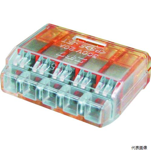 【特長】 ●独自の2点接触スプリング構造です。 ●透明カバーで結線が目視で確認できます。 ●JISC2817（屋内配線用差込形電線コネクタ）適合品です。（認定検査機関：〈PS〉EJET） 【用途】 ●むいた線同士の結線に。 【仕様】 ●極数...