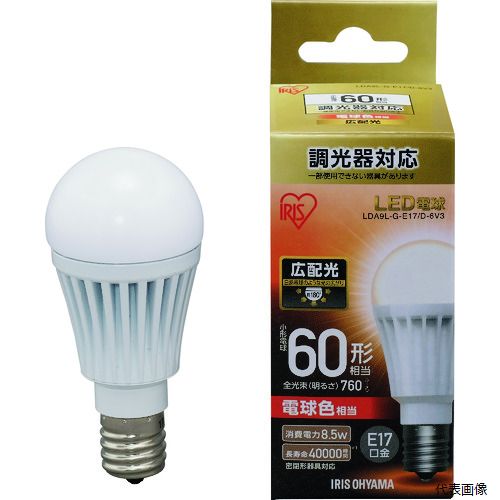 【特長】 ●トイレや廊下などに最適なLED小形電球です。 ●口金サイズがE17口金なので、照明器具を替えることなく使用可能です。 ●密閉形器具にご使用可能です。 【仕様】 ●明るさ(lm)：760 ●光源色：電球色相当 ●外径(mm)：38...