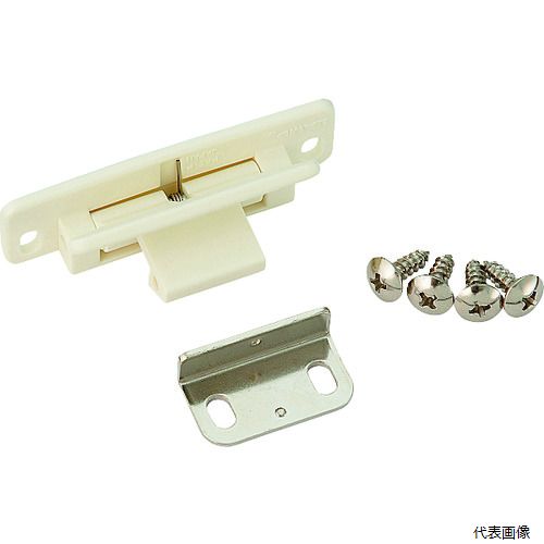 【特長】 ●かぶせ仕様で、キャビネット地板の下側まで伸びがある扉に使用します。 ●地震などの揺れでも扉が開きにくい構造です。 ●取付位置を調節できます（本体：上下±1.5mm、受座：前後±1.5mm） ●グレー色は難燃タイプです。 ●（UL...