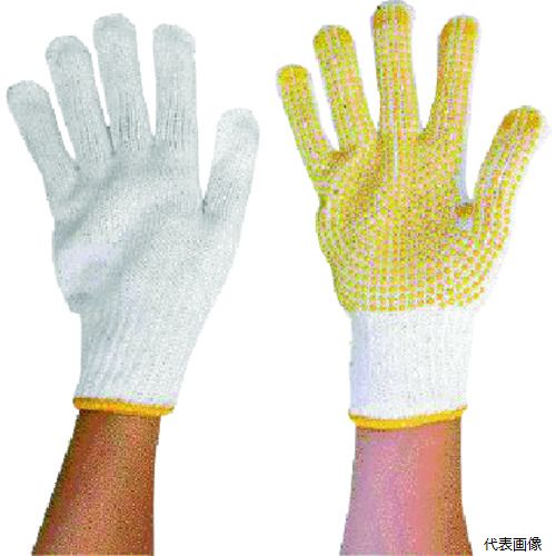 【特長】 ●7ゲージ編のすべり止め手袋です。 【用途】 ●一般作業 【仕様】 ●色：ホワイト/イエロー ●サイズ：フリー ●ゲージ数：7 ●全長(cm)：24 ●手のひら周り(cm)：20 ●中指長さ(cm)：8 ●厚さ(mm)：2 ●リス...