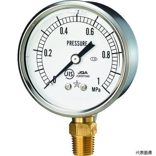 【特長】 ●グリセリン封入圧力計は激烈なる振動、脈動下において使用可能です。 ●油圧ポンプや加工機械などに取り付けます。 ●JISB7505-1規格品です。 【用途】 ●流体の脈動が激しい場所での使用。 【仕様】 ●圧力レンジ(MPa)：0...