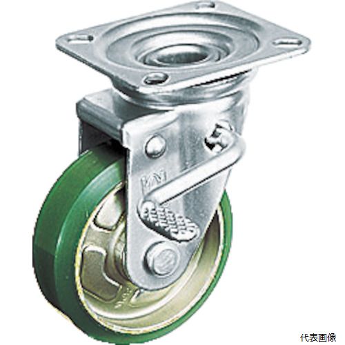 【特長】 ●耐摩耗性、耐油性に優れています。 ●車輪の回転と金具の旋回を同時にロックするダブルストッパー機構のキャスターです。 ●ロック、フリーは足踏レバーのワンタッチ操作で簡単にできます。 ●傾斜や振動のある場所などで止める場合に台車を固...