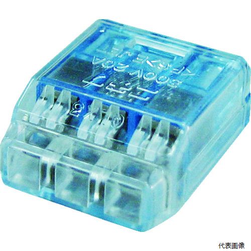 【特長】 ●独自の2点接触スプリング構造です。 ●透明カバーで結線が目視で確認できます。 ●JISC2815（屋内配線用差込形電線コネクタ）適合品です。（認定検査機関：〈PS〉EJET） 【用途】 ●むいた線同士の結線に。 【仕様】 ●極数...