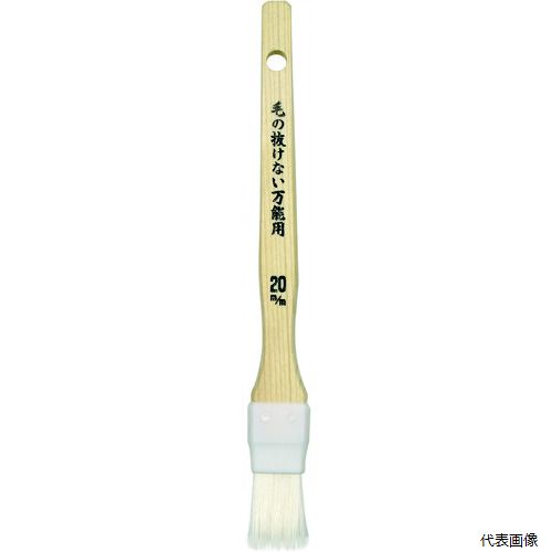 【特長】 ●熱融着製法により毛が抜けにくいハケです。 【用途】 ●工作・小物用。 【仕様】 ●刷毛幅(mm)：20 ●毛丈(mm)：30 ●玉厚(mm)：10 ●全長(mm)：215 ●適合塗料：水性・油性塗料 【材質／仕上】 ●毛材：化繊...