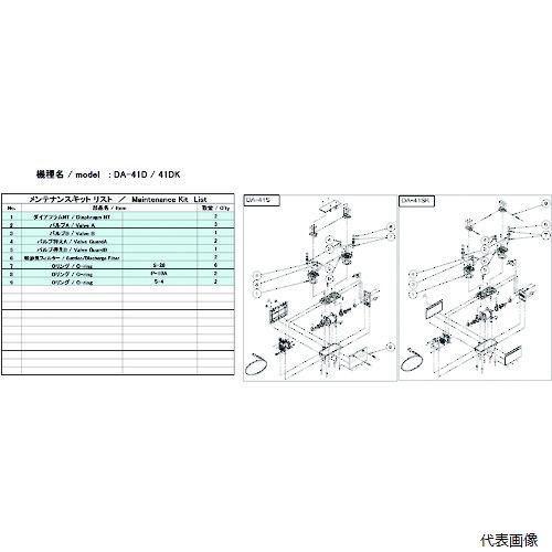 【特長】 ●ダイアフラム型ドライ真空ポンプのメンテナンスに必要な消耗品を揃えたセットです。 ●修理時に通常交換するダイアフラム、吸排気弁などの部品セットです。 【用途】 ●お客様ご自身でメンテナンスをされる場合に。 【仕様】 ●適合機種：D...