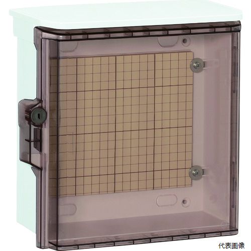 【特長】 ●シリンダー錠N200番キーによる施錠が可能です。 ●配線用ノックアウト付です。 ●耐候性の良いAAS樹脂を採用し、日ざしによる変色や機械強度の低下が少なく、屋外使用に適しています。 ●取っ手部とキー部が一体のロック構造により、機...