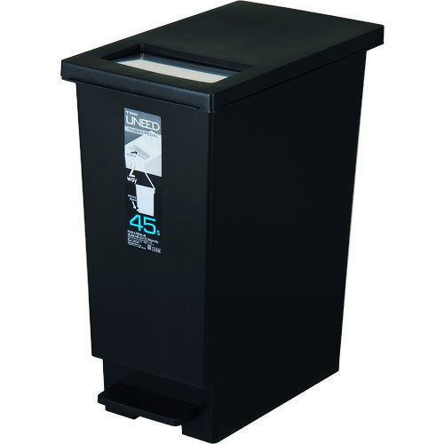 【特長】 ●小さなゴミはサッとプッシュで、大きなゴミはペダルが便利です。 ●色：ブラック ●間口(mm)：265 ●奥行(mm)：455 ●高さ(mm)：555 ●容量(L)：45 【材質／仕上】 ●プッシュフタ：ステンレス ●その他：ポリ...