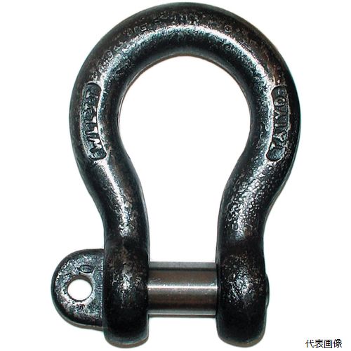 【特長】 ●JIS規格シャックルです。 ●サイズが豊富でいろいろな用途でご使用いただけます。 【用途】 ●土木、建築工事などでの荷物の荷役・連結金具として使用。 【仕様】 ●基本使用荷重(t)：1.25 ●寸法(mm)B：24 ●寸法(mm...