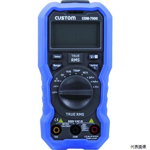 【特長】 ●電圧（直流、交流）、電流（直流、交流）、抵抗、周波数、静電容量、温度、導通チェック機能、ダイオードチェック機能など、多彩な機能を有したデジタルマルチメーターです。 ●バックライト付で、暗い所でも安心です。 ●電池の消耗を防ぐオー...