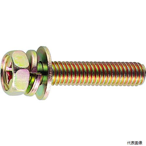 【特長】 ●ワッシャー、スプリングワッシャーをセットする手間が省けます。 【仕様】 ●寸法(mm)d：M5 ●寸法(mm)L：8 ●ねじピッチ(mm)：0.8 ●ばね座金外径(mm)：8.5 ●ばね座金厚さ(mm)：1.3 ●平座金外径(m...