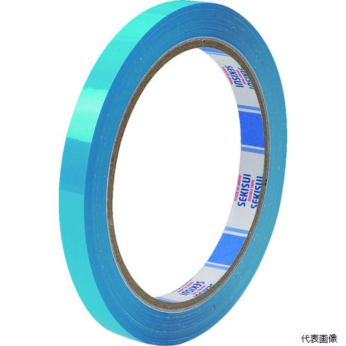 【特長】 ●耐水性の高いシーリング用テープです。 【用途】 ●袋物の口止め、封緘に。 【仕様】 ●色：ソラ ●幅(mm)：9 ●長さ(m)：50 ●厚さ(mm)：0.058 ●適合機種：バッグシーラーNo.20 ●粘着力：3N/10mm(3...