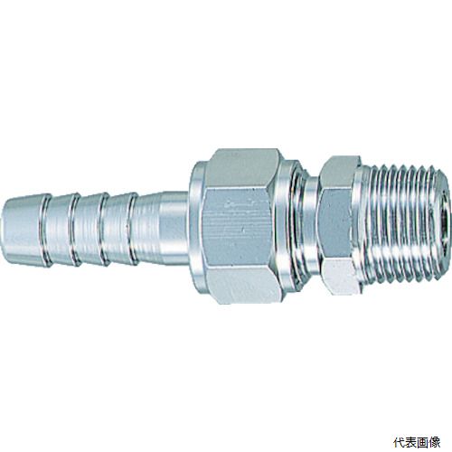 【用途】 ●ホースと機器の接続。 ●接続口径D：R1/2 ●接続口径(タケノコ外径)(mm)：14.0 ●使用流体：水・空気・油 ●タイプ：ホースジョイント用フクロナット ●六角対辺(mm)ナット：24 ●六角対辺(mm)本体：22 ●最高...