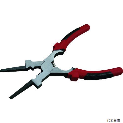 【特長】 ●これ一本でマルチに使える半自動溶接用お助けプライヤーです。 ●握りやすく滑りにくい新グリップです。 【用途】 ●半自動溶接用。 ●ペンチに。 ●ハンマーに。 ●ワイヤーの切断に。 ●ノズル、チップの脱着に。 ●ノズルのスパッタ除...