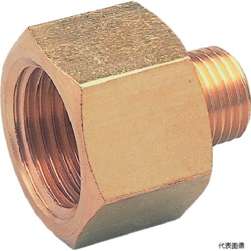 【特長】 ●内、外ネジ異なるサイズの配管に使用します。 ●RoHS対応品です。 【用途】 ●ネジ用継手。 ●内、外ネジの異なるサイズ配管に。 【仕様】 ●接続口径D：Rc1/4 ●接続口径D1：R3/8 ●接続口径D2：Rc1/4 ●六角対...