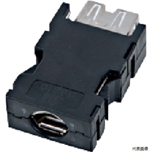【特長】 ●内部金属シェルによるEMIシールドです。 ●片手で着脱できるワンタッチロック機構、組立性と強度を両立させた同一形状の2ピース構造です。 【用途】 ●各種サーボエンコーダ接続。 【仕様】 ●長さ(mm)：39.6 ●幅(mm)：2...