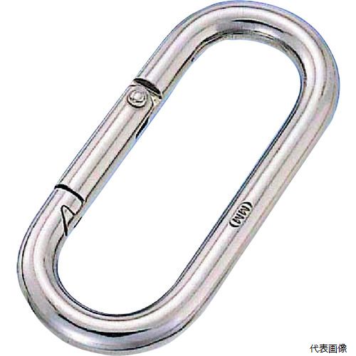 【特長】 ●チェーンの端末金具などに、ワンタッチで付け外しができます。 ●一番スタンダードなジョイント金具です。 【仕様】 ●使用荷重(kN)：0.59 ●D(mm)：5 ●L(mm)：58 ●S(mm)：9 ●W(mm)：16 【材質／仕...
