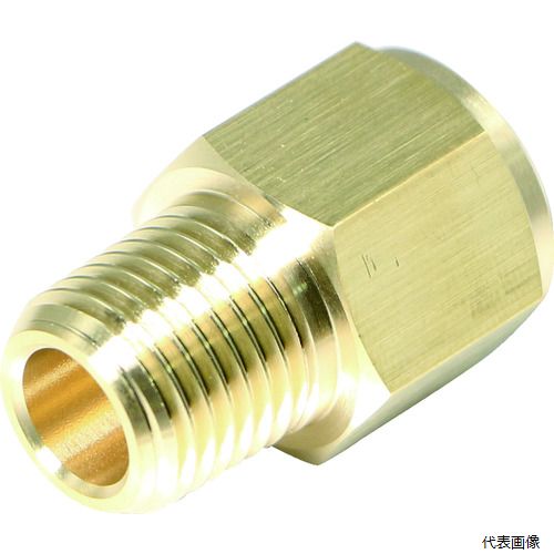 【特長】 ●PT外ネジ×PF内ネジの継手です。 【用途】 ●テーパーネジ（PT）と平行ネジ（PF）の変換に使用。 ●接続口径：PT1/4 ●接続口径D：PF1/4 ●接続口径D1：PT1/4 ●接続口径D2：PF1/4 ●六角対辺(mm)：...