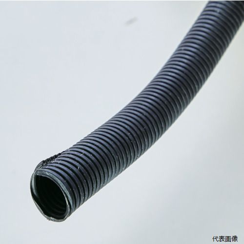 【特長】 ●耐摩耗性・耐薬品性に優れたコルゲートチューブです。 ●屋外のUVなどの光線にも耐久性があります。 ●軽量・可とう性があり、つぶれにくい波付肉厚管です。 【仕様】 ●色：黒 ●長さ(m)：10 ●内径(mm)：19±1.0 ●外径...