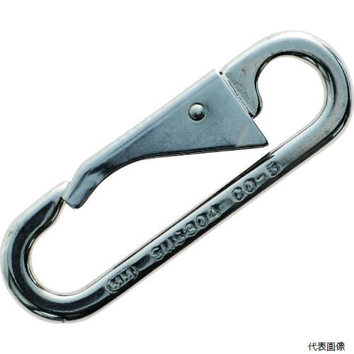 【特長】 ●ワンタッチで簡単着脱できるタイプです。 【用途】 ●連結金具として。 【仕様】 ●使用荷重(kN)：0.29 ●D(mm)：6 ●L(mm)：80 ●S1(mm)：10 ●S2(mm)：6 ●W(mm)：25 ●d(mm)：14...