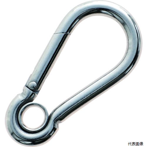 【特長】 ●開口部の形状をフラットタイプにすることで指に刺さりにくい設計です。 【用途】 ●チェーン・ワイヤ・ロープなどの連結や、端末の金具のジョイントに。 ●連結金具として。 【仕様】 ●使用荷重(kN)：0.34 ●D(mm)：8 ●L...