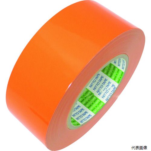 【特長】 ●はく離紙がない、ゴミゼロタイプです。 ●鉛やPVCを使わず、環境に優しいテープです。 ●有機溶剤を含まない粘着剤を使用しています。 【用途】 ●屋内用。 ●工場や病院・倉庫などの区画ラインに。 【仕様】 ●色：オレンジ ●幅(m...