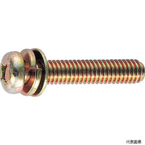 【特長】 ●ワッシャー、スプリングワッシャーをセットする手間が省けます。 【仕様】 ●寸法(mm)d：M4 ●寸法(mm)L：10 ●ねじピッチ(mm)：0.7 ●適合ドライバー：プラスNo.2 ●強度区分：4.8 ●パッケージ：ボルトンパ...