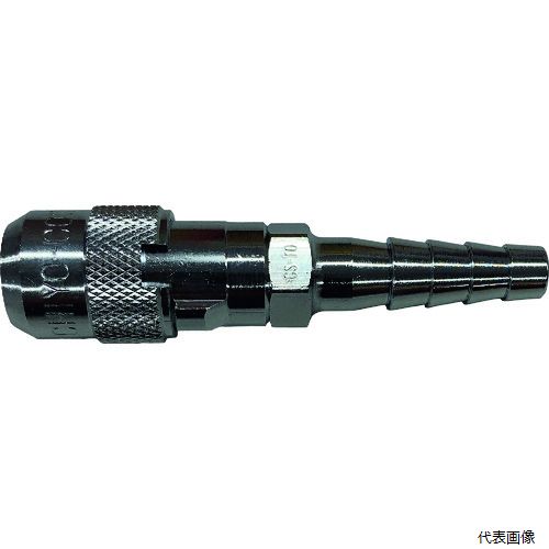 【特長】 ●スリーブロック方式です。 ●ミニ・コック（日東工器製）と互換性があります。 【用途】 ●溶断ホース用ソケット（酸素用）として。 【仕様】 ●品名：酸素用ソケット ●適合流体：酸素 ●接続サイズ：φ8mm ●最高使用圧力(MPa)...