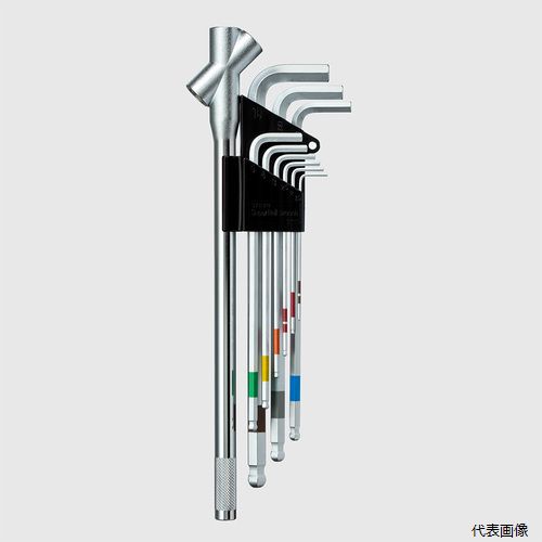 【特長】 ●ボールポイントの形状は応力分散形の特許加工で折れにくく便利な補強ハンドルの使用により本締めもできます。 ●常にハンドルを回しやすい方向（5方向）に差し込み穴があって楽に本締めができます。 ●硬度はHRC60±1です。 ●通常の4...