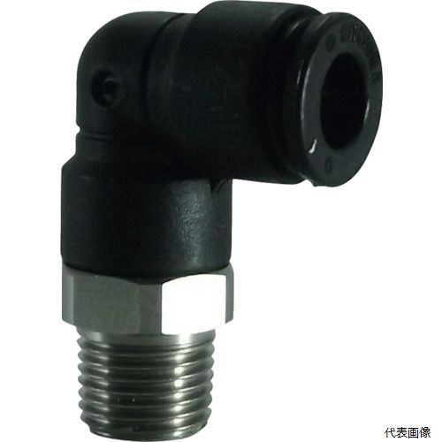 【仕様】 ●適合チューブ外径D(mm)：6 ●接続口径：R1/8 ●六角対辺(mm)：12 ●使用流体：空気、水 ●使用圧力：1MPa(空気)、0.3MPa(水) ●流体温度：-5〜60℃(空気)、5〜40℃(水) 【材質／仕上】 ●本体：...