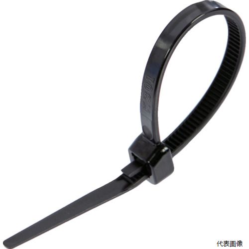【特長】 ●結束後も挿入部の爪を押せばケーブルタイのゆるめが可能で再結束ができ経済的です。 【用途】 ●電線、ケーブルの固定、結束。 ●屋外使用に。 【仕様】 ●色：黒 ●幅(mm)：4.8 ●長さ(mm)：300 ●厚さ(mm)：1.6 ...