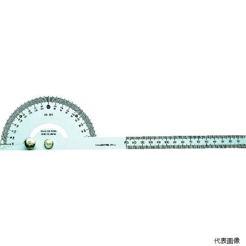 【特長】 ●竿が完全に固定できるので高精度の用途に使用できます。 ●表面はシルバー仕上げにより光の反射を抑え、文字が見やすくなっています。 ●竿目盛は1mm通しで片面2段です。 【用途】 ●角度の測定。 ●直径(mm)：120 ●竿厚さ(m...