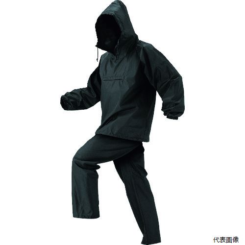 【特長】 ●撥水加工済みで、風や汚れをガードします。 ●上下セットがコンパクトに収納可能です。 【用途】 ●雨天時の作業に。 【仕様】 ●色：ブラック ●サイズ：L ●胸囲(cm)：90〜98 ●身長(cm)：170〜180 ●ウエスト(c...