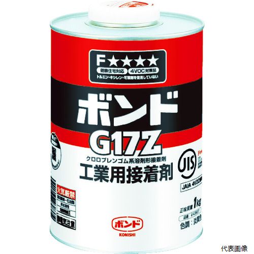 【特長】 ●初期接着力が強いため、仮止めなしで接着できます。 ●JISF☆☆☆☆規格品です。 ●日本接着剤工業会JAIA4VOC基準適合品です。 ●速乾型。 【用途】 ●合成ゴム・皮革・木・布・コンクリート・スレートなどの軟硬質材の接着。 ...