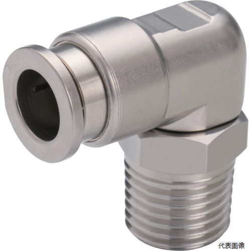 【特長】 ●耐蝕に優れたSUS316製ワンタッチ継手です。 【用途】 ●食品、薬品、医療、半導体などの分野の配管に。 ●適合チューブ外径D(mm)：10 ●接続口径：R3/8 ●六角対辺(mm)：17 ●最高使用圧力(MPa)：1.0 ●使...