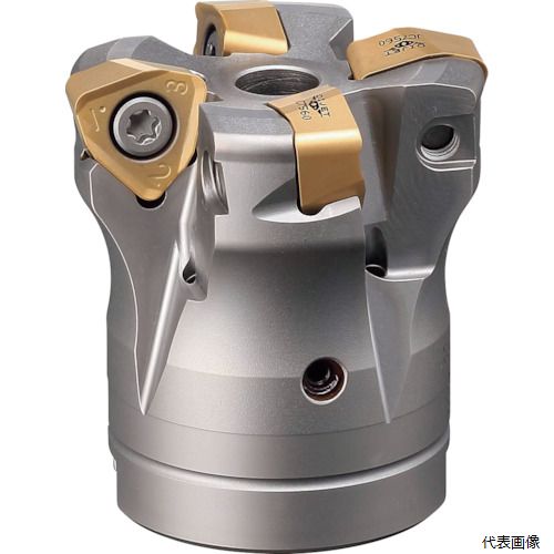 【特長】 ●極限の高送り加工を実現する次世代高送りカッターです。 ●軸方向切込み最大3mmで1刃当たり送りfz=2mm/tの高送りを実現しています。 【用途】 ●高送り用。 【仕様】 ●刃数CICT(枚)：3 ●切削径DC(mm)：50 ●...