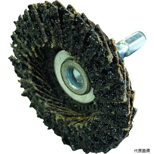 【特長】 ●平面研磨が可能です。 ●用途に合わせた4種類7粒度です。 ●インパクト軸で着脱がワンタッチです。 【用途】 ●コンクリート用 【仕様】 ●粒度(#)：24 ●外径(mm)：50 ●幅(mm)：10 ●軸径(mm)：6.35 ●軸...