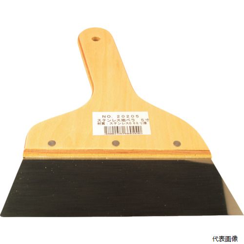 【特長】 ●柄は丸味を持ち、軽く握りやすく、クリア塗装です。 【用途】 ●クロスのコーナー切りに。 【仕様】 ●全長(mm)：220 ●刃幅(mm)：155 ●刃長(mm)：50 ●刃厚(mm)：0.6 ●呼び寸(寸)：5 【材質／仕上】 ...