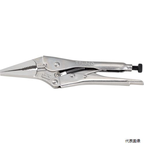 【特長】 ●狭い所へでも容易に入るロングノーズタイプです。 【仕様】 ●全長(mm)：216 ●口開き(mm)角材最小：1 ●口開き(mm)角材最大：15 ●口開き(mm)パイプ最小：φ3 ●口開き(mm)パイプ最大：φ25 ●最大締圧力(...