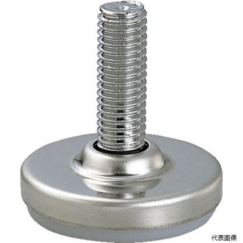 【特長】 ●プラスチック製の底部により床面を傷めず、首振り機構により床や筐体の傾きにも対応します。 ●取り付けに便利な十字穴付です。 【用途】 ●複写機・測定器など。 【仕様】 ●許容荷重(kgf)：160 ●ねじ寸法：W3/8 ●ねじ長さ...