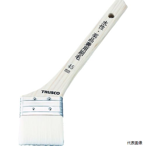 【特長】 ●先付け、オール化繊の刷毛です。 ●先細仕上げのPBT繊維を使用しています。 【用途】 ●薬品用、一般水性用。 【仕様】 ●刷毛幅(mm)：45 ●毛丈(mm)：35 ●玉厚(mm)：8 ●全長(mm)：230 ●金巻 【材質／仕...