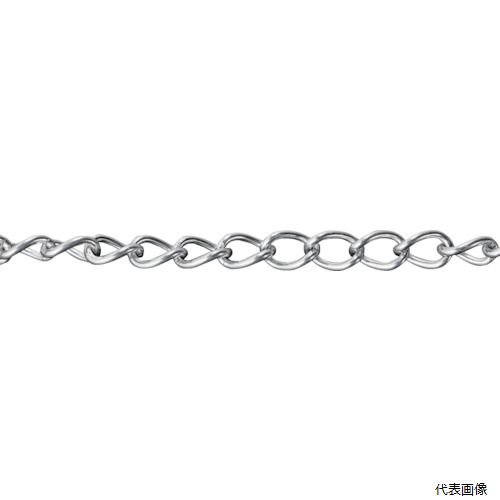 【特長】 ●チェーンのリンクを90°ひねったタイプです。 ●サビに強いステンレス製です。 【用途】 ●パーツとの併用で、転倒防止・連結部品として使用できます。 ●連結部品・軽量物の吊り下げ用 【仕様】 ●全長(m)：3 ●線径d(mm)：2...