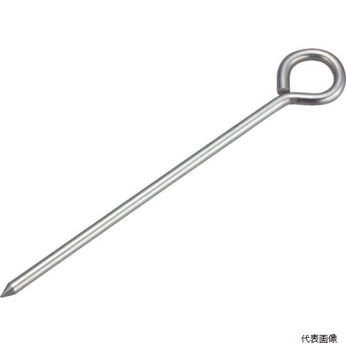 【特長】 ●ステンレスでサビに強いです。 【用途】 ●ロープなどの固定に。 ●各種テント、タープ設営、園芸、区画ロープ設置などに。 【仕様】 ●首下長(mm)：160 ●幅(mm)：33 ●径(mm)：6 ●内径(mm)：20 【材質／仕上...