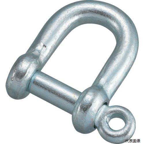 【特長】 ●ねじ込みタイプのスタンダードなシャックルです。 【用途】 ●連結金具として。 ●基本使用荷重(t)：0.8 ●使用荷重(kN)：7.84 ●ねじ径：W5/8 ●B(mm)：32 ●D(mm)：32 ●L(mm)：60 ●d(mm...