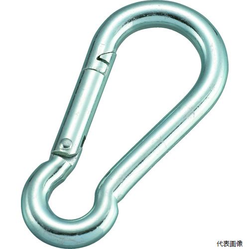 【特長】 ●スタンダードなスプリングフックです。 【用途】 ●チェーン・ワイヤ・ロープなどの連結や、端末の金具のジョイントに。 【仕様】 ●使用荷重(kN)：0.9 ●D(mm)：10 ●L(mm)：100 ●A(mm)：12 ●W(mm)...