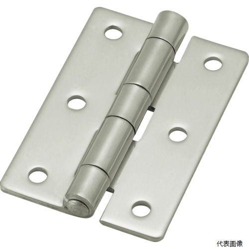 【仕様】 ●全長(mm)：90 ●幅(mm)：60 ●厚さ(mm)：3 ●ねじ穴数：6 ●穴径(mm)：6.4 ●耐荷重(kg)2個使用時：25 ●取付方法：木ねじ(別売) ●表面処理：鏡面バフ研磨仕上げ ●軸径(mm)D2：12.3 ●開...