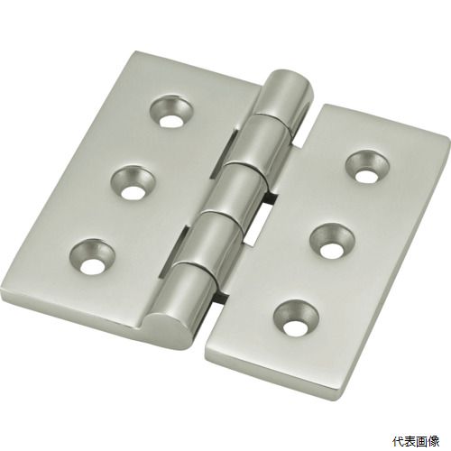 【仕様】 ●全長(mm)：100 ●幅(mm)：100 ●厚さ(mm)：6 ●ねじ穴数：6 ●穴径(mm)：6 ●耐荷重(kg)2個使用時：85 ●取付方法：木ねじ(別売) ●表面処理：鏡面バフ研磨仕上げ ●軸径(mm)D2：18 ●D1(...