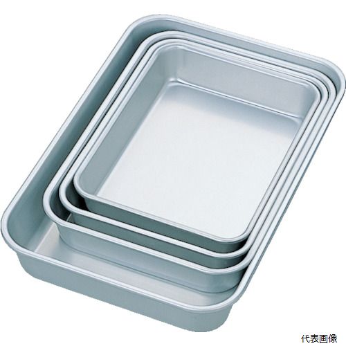 【特長】 ●アルミならではの軽さです。 【用途】 ●食材保管および運搬、冷蔵庫などへの保存に。 ●サイズ(呼称)：小 ●外形寸法(mm)幅：337 ●外形寸法(mm)奥行：257 ●外形寸法(mm)高さ：58 ●有効内寸(mm)幅：285 ...